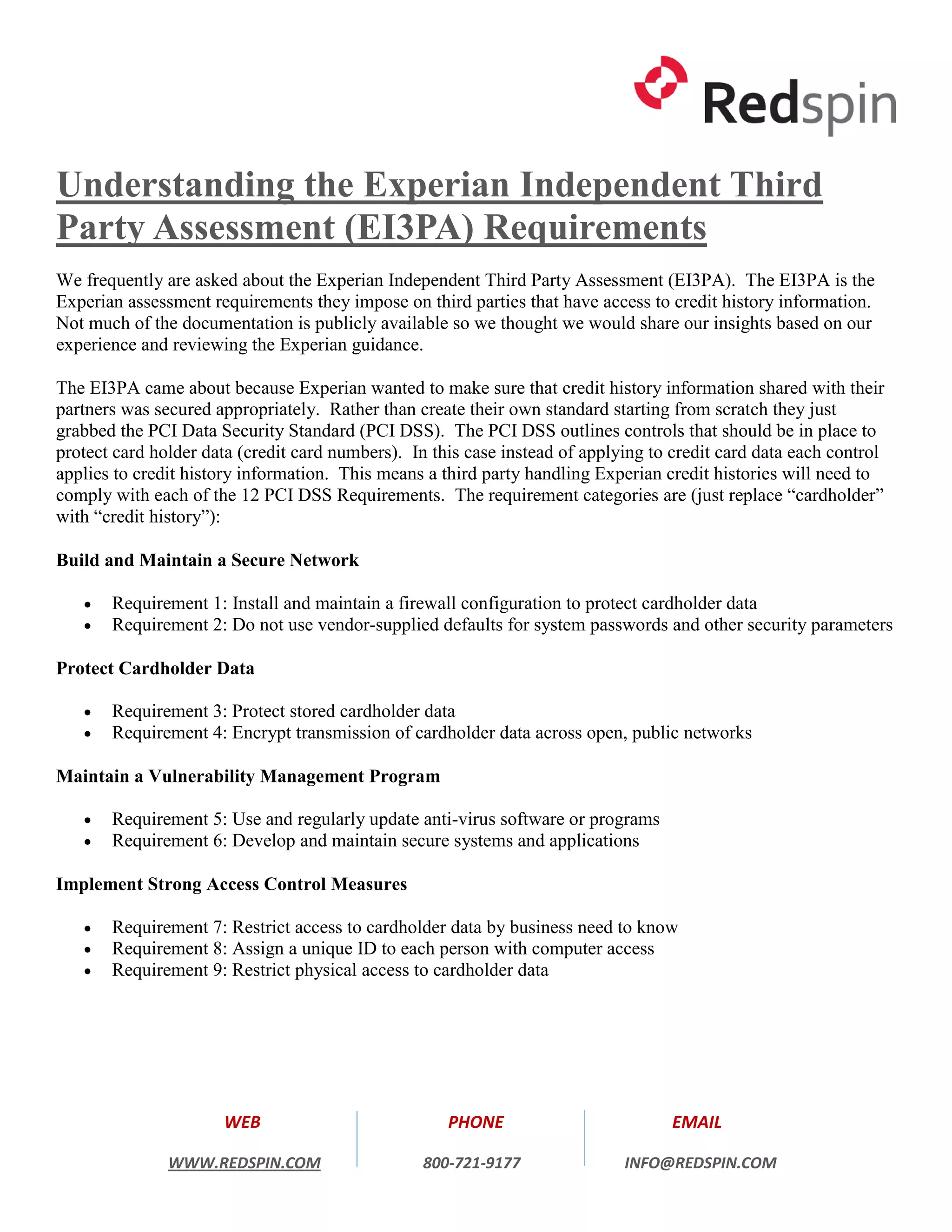 Understanding the Experian independent third party assessment (EI3PA ) requirements | PDF