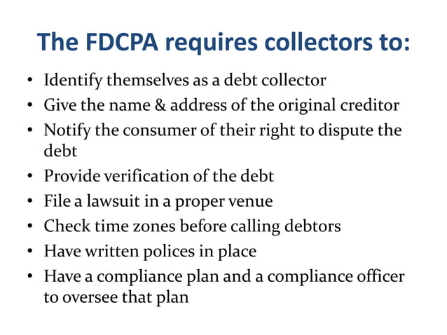 Understanding The Fair Debt Collection Practices Act | PPTX