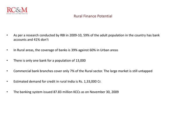 Understanding the Finance Industry in Rural India PPT | RC&M India Experiential Rural Marketing ...