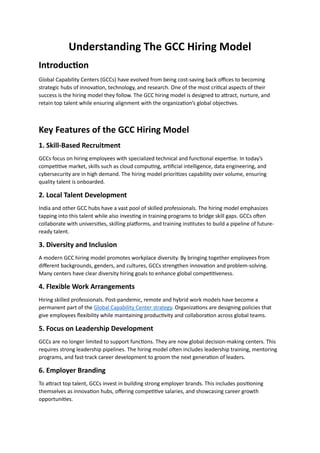GCC Hiring Model: Raising Future-Ready Talent | PDF