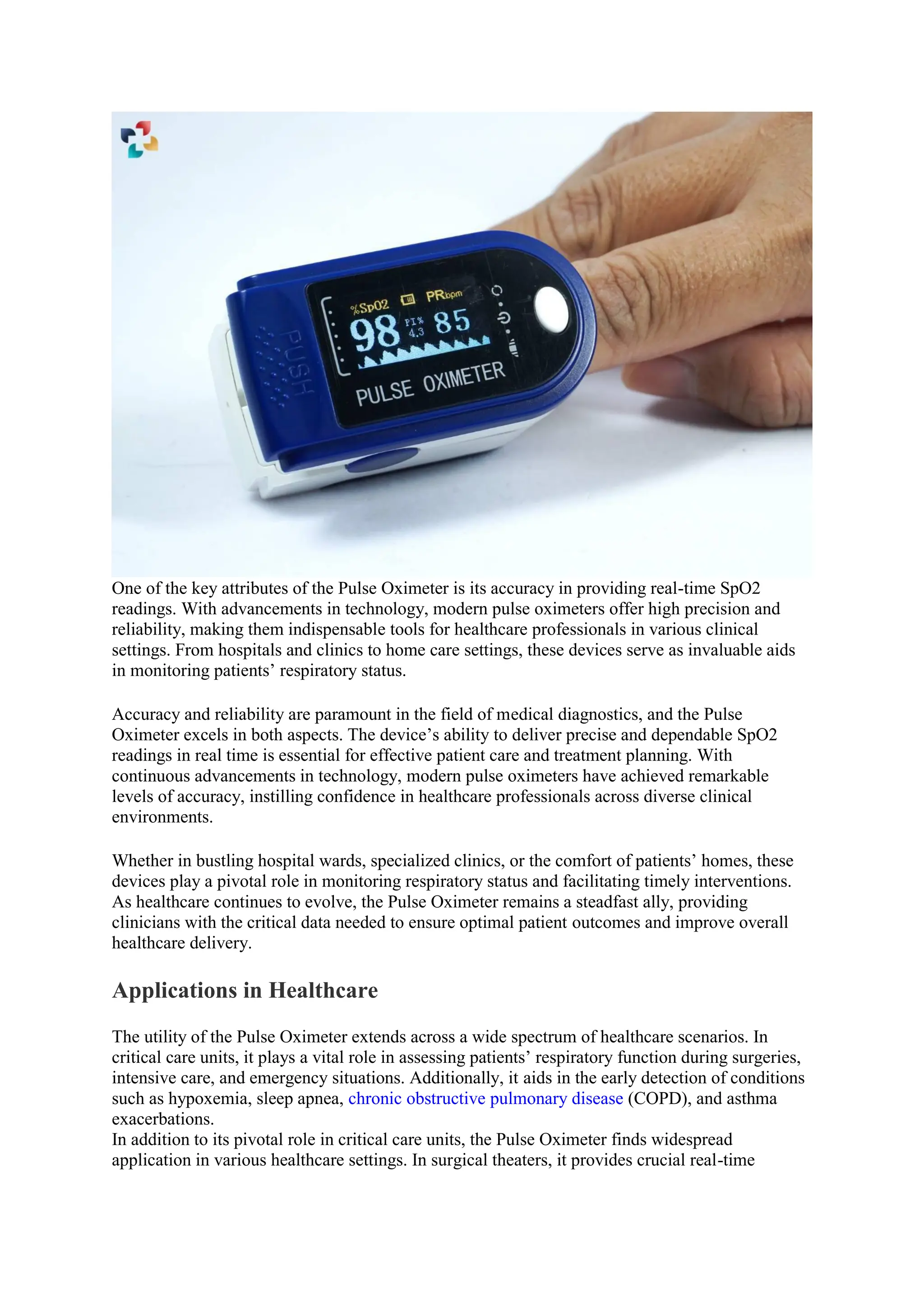 Importance and Utility of Pulse Oximeter in Healthcare | The Lifesciences Magazine | PDF