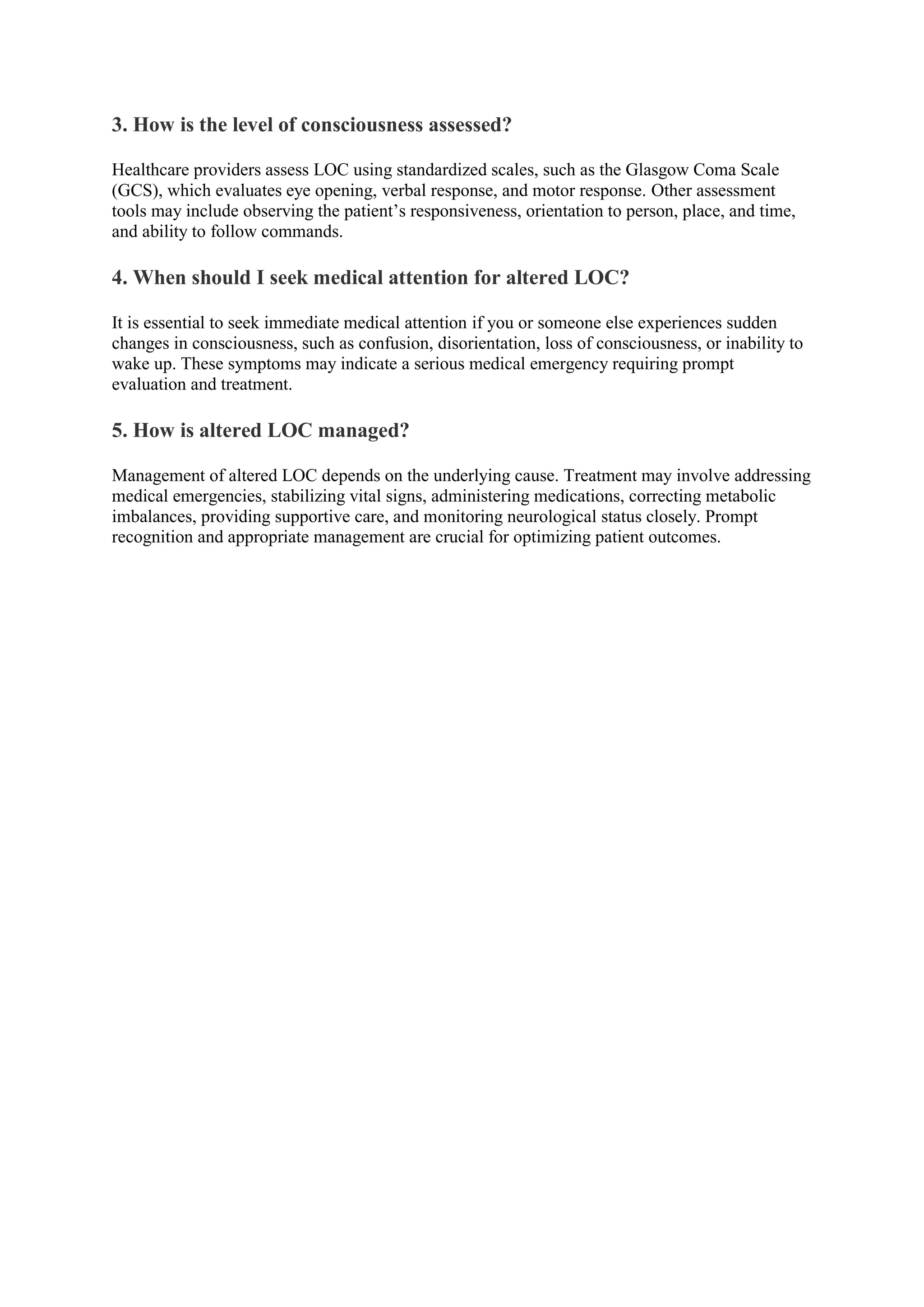 Importance of Assessing Level of Consciousness in Medical Care | The ...
