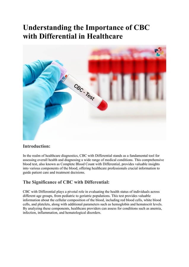 Importance of CBC with Differential in Healthcare | The Lifesciences ...