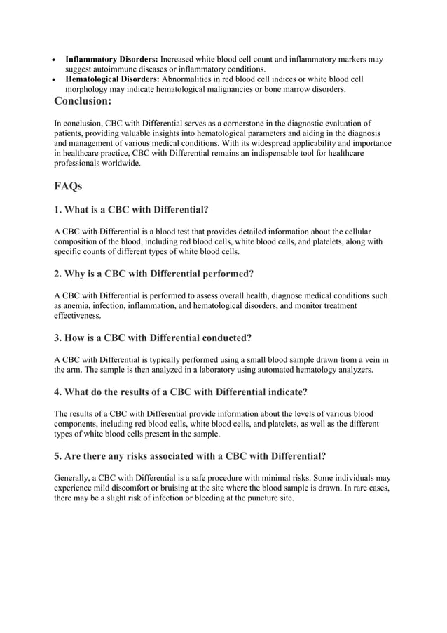 Importance of CBC with Differential in Healthcare | The Lifesciences ...