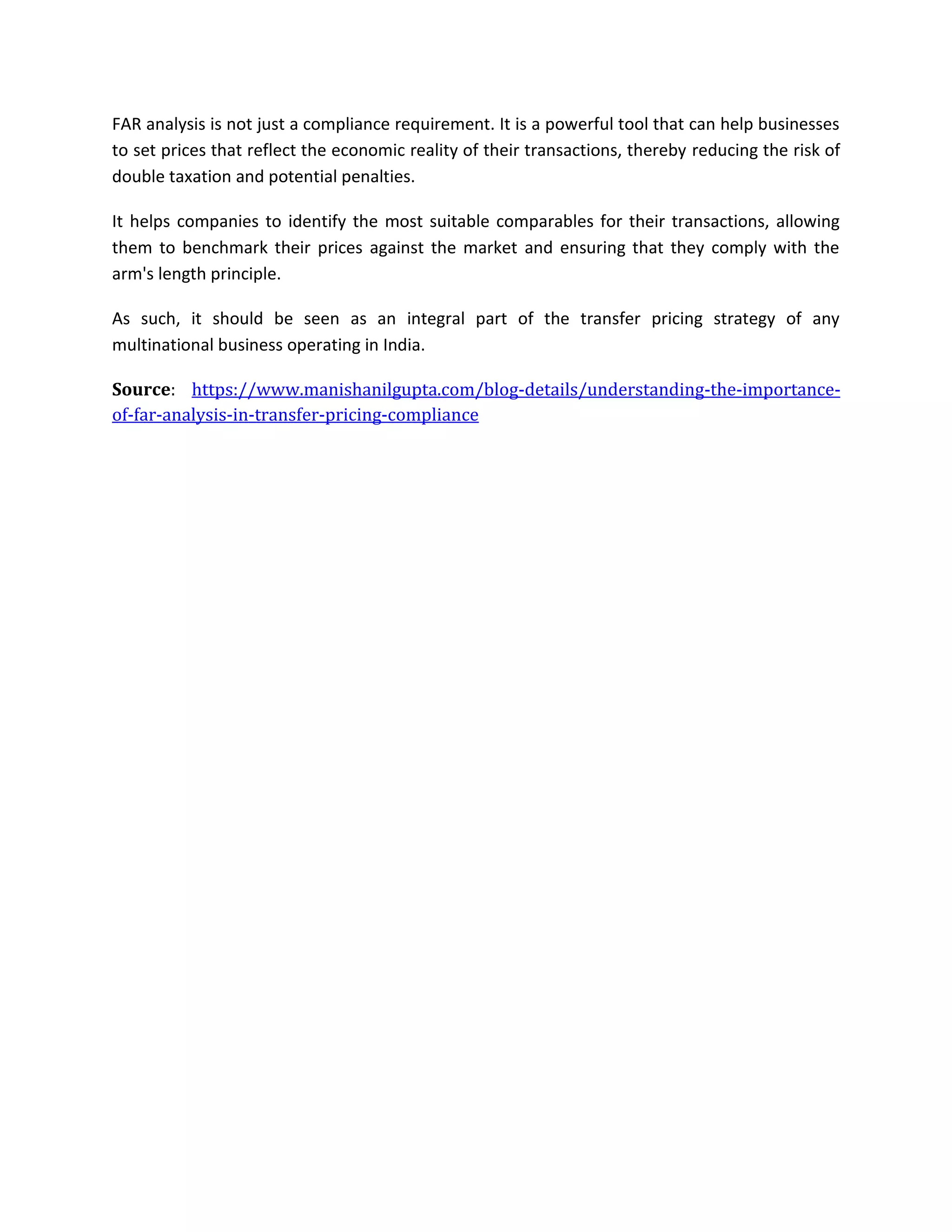 Understanding the Importance of FAR Analysis in Transfer Pricing ...