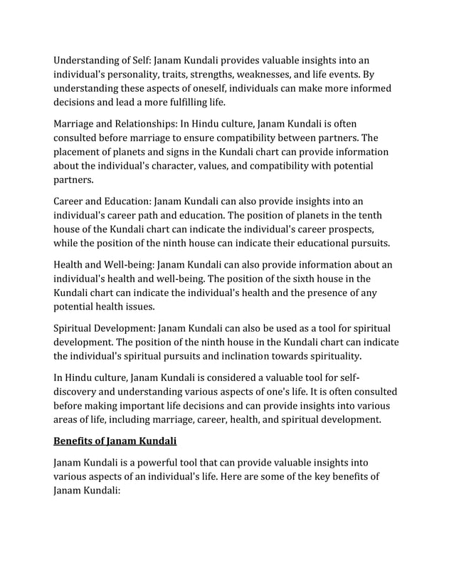 Understanding the Importance of Janam Kundali | PDF