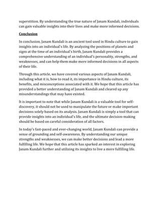 Understanding the Importance of Janam Kundali | PDF