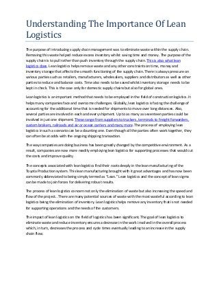 Understanding the importance of lean logistics | PDF