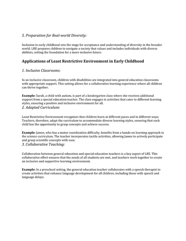 Recognizing the Significance of a Least Restrictive Environment (LRE ...