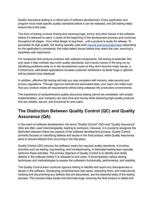 Understanding The Importance Of Quality Assurance Testing In Software