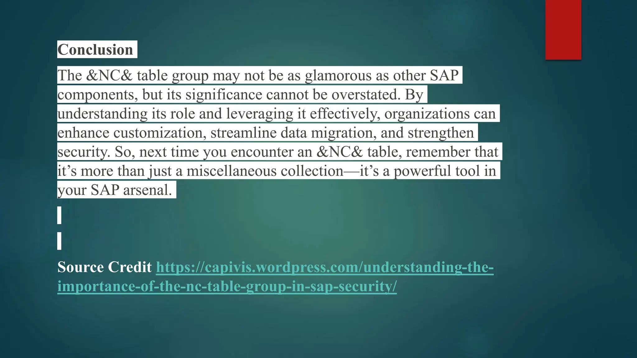 Understanding the Importance of the &NC& Table Group in SAP Security | PPTX