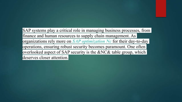 Understanding the Importance of the &NC& Table Group in SAP Security | PPTX | Databases ...