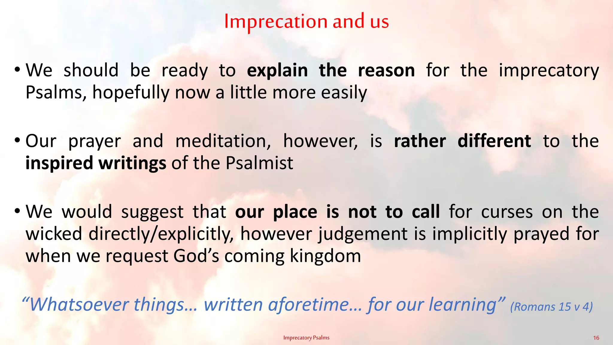 Understanding the imprecatory Psalms | PPTX