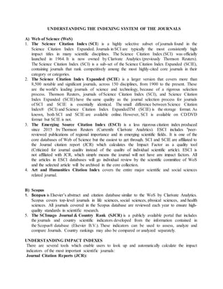 Web of Science and Scopus: Understanding the indexing system | DOCX