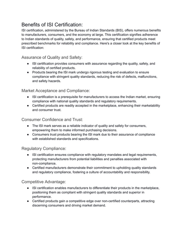 Understanding The Indian Standards Institution (ISI) Certification ...