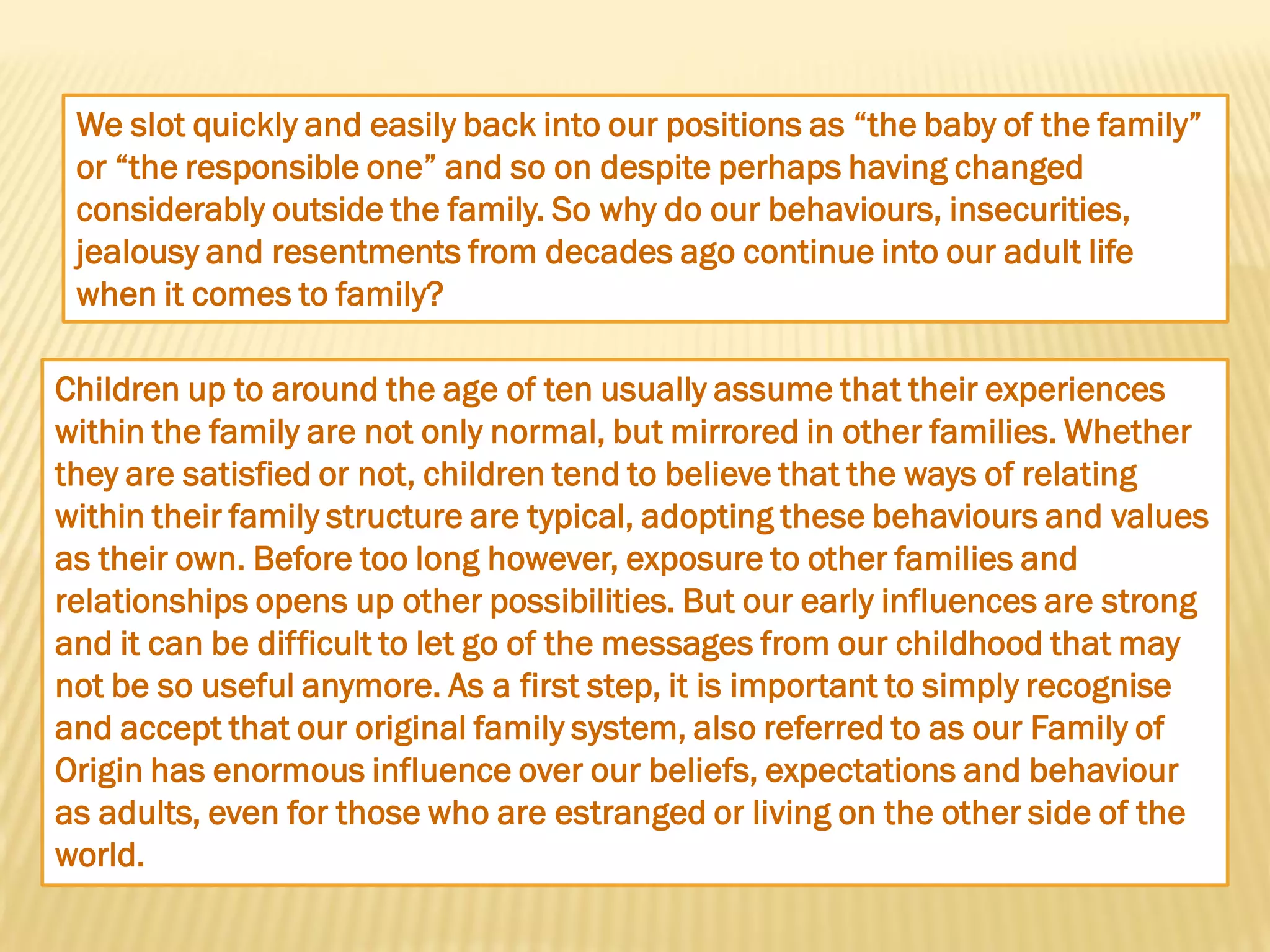 Understanding the influence of our family of origin | PDF
