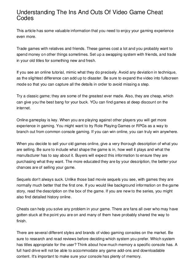 Understanding The Ins And Outs Of Video Game Cheat Codes