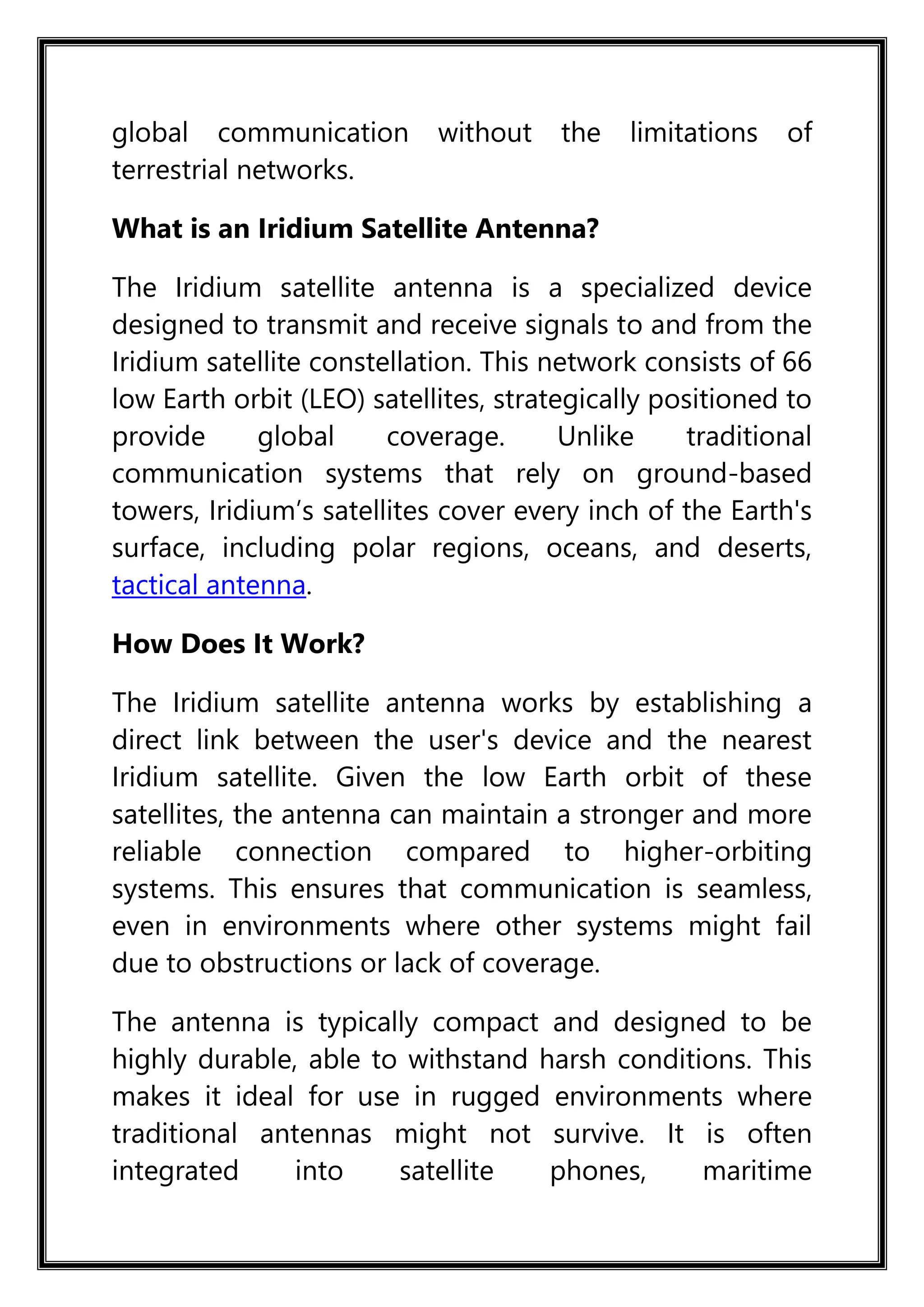 Understanding the Iridium Satellite Antenna: A Key to Global ...