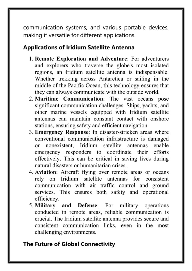 Understanding the Iridium Satellite Antenna: A Key to Global Connectivity | PDF