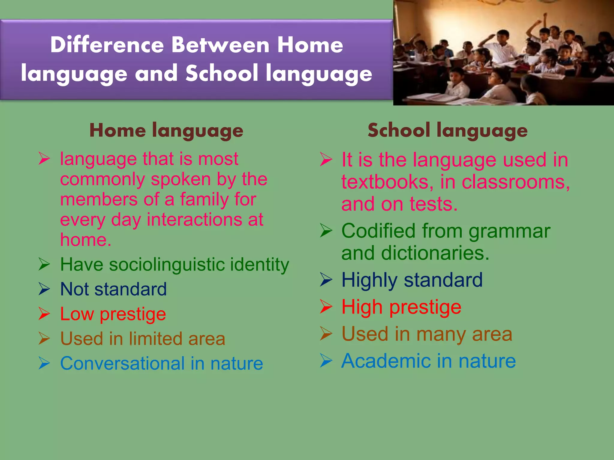Understanding the language background of the students - Home language ...