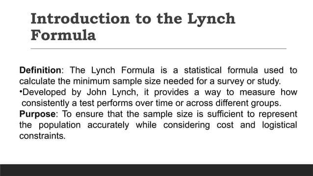 Understanding the Lynch Formula in Statistics.pptx | Science