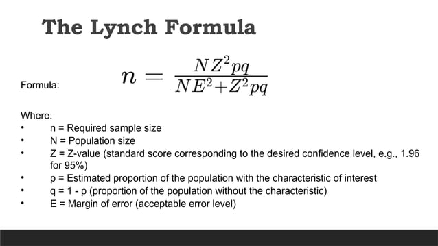 Understanding the Lynch Formula in Statistics.pptx | Science