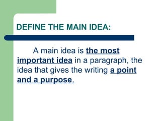 Understanding the Main Idea Presentation.ppt | Brain and Nervous System ...