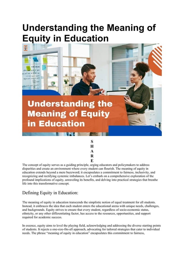 Understanding the Meaning of Equity in Education | Future Education ...