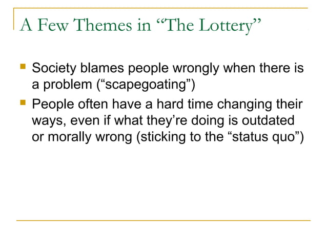 Understanding Themes In The Lottery | PPT