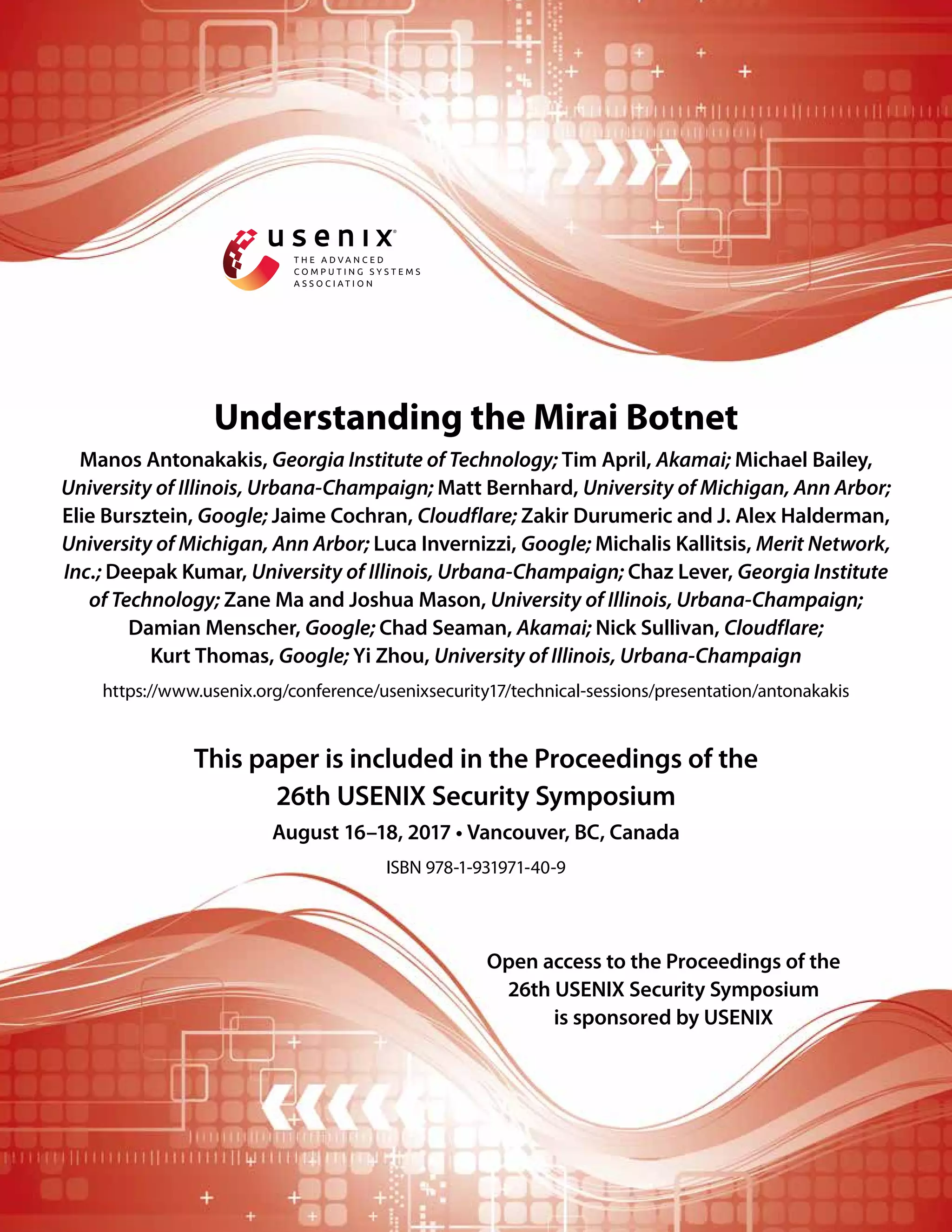 Understanding the mirai botnet | PDF | Information and Network Security ...