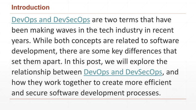 Understanding the Relationship between DevOps and DevSecOps: A Comprehensive Guide | PPTX
