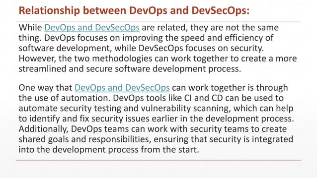 Understanding the Relationship between DevOps and DevSecOps: A Comprehensive Guide | PPTX