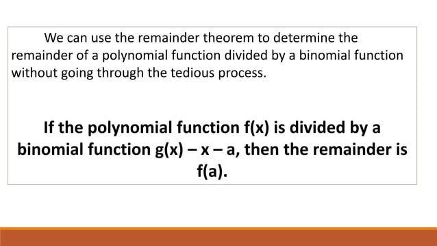 Understanding the remainder theorem | PPT