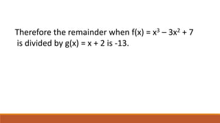 Understanding the remainder theorem | PPTX | Computing | Technology & Computing