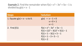 Understanding the remainder theorem | PPTX | Computing | Technology & Computing