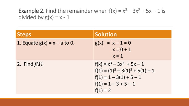 Understanding the remainder theorem | PPTX | Computing | Technology & Computing