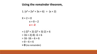 Understanding the remainder theorem | PPTX | Computing | Technology & Computing