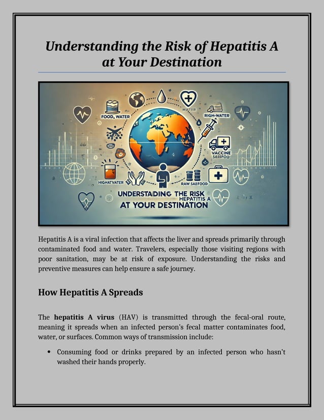 Understanding the Risk of Hepatitis A at Your Destination | PDF