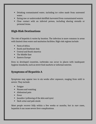Understanding the Risk of Hepatitis A at Your Destination | PDF