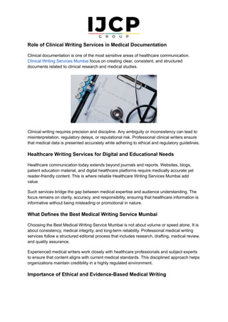 Understanding the Role of Medical Writing in Modern Healthcare | PDF