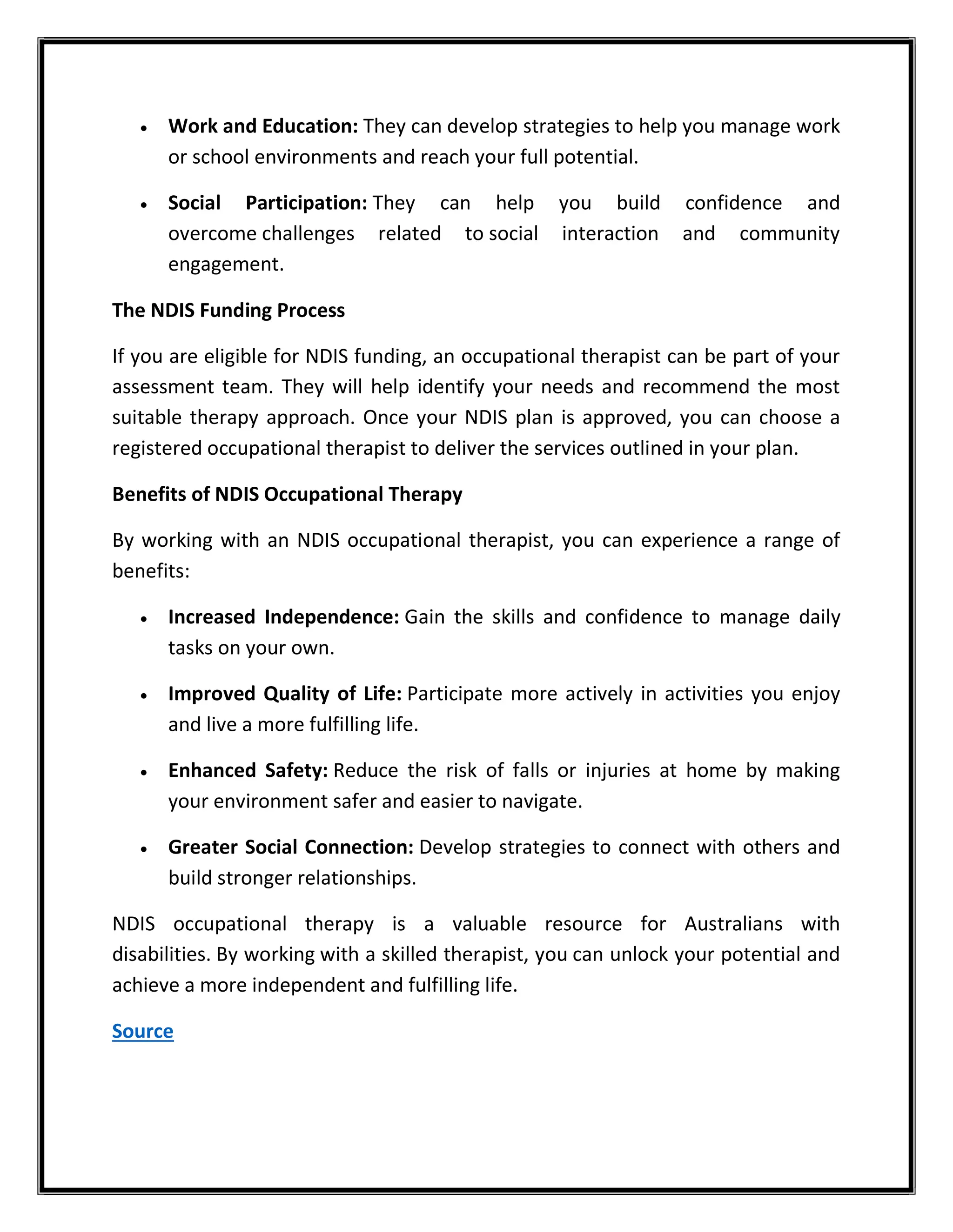 Understanding the Role of NDIS Occupational Therapy in Disability ...