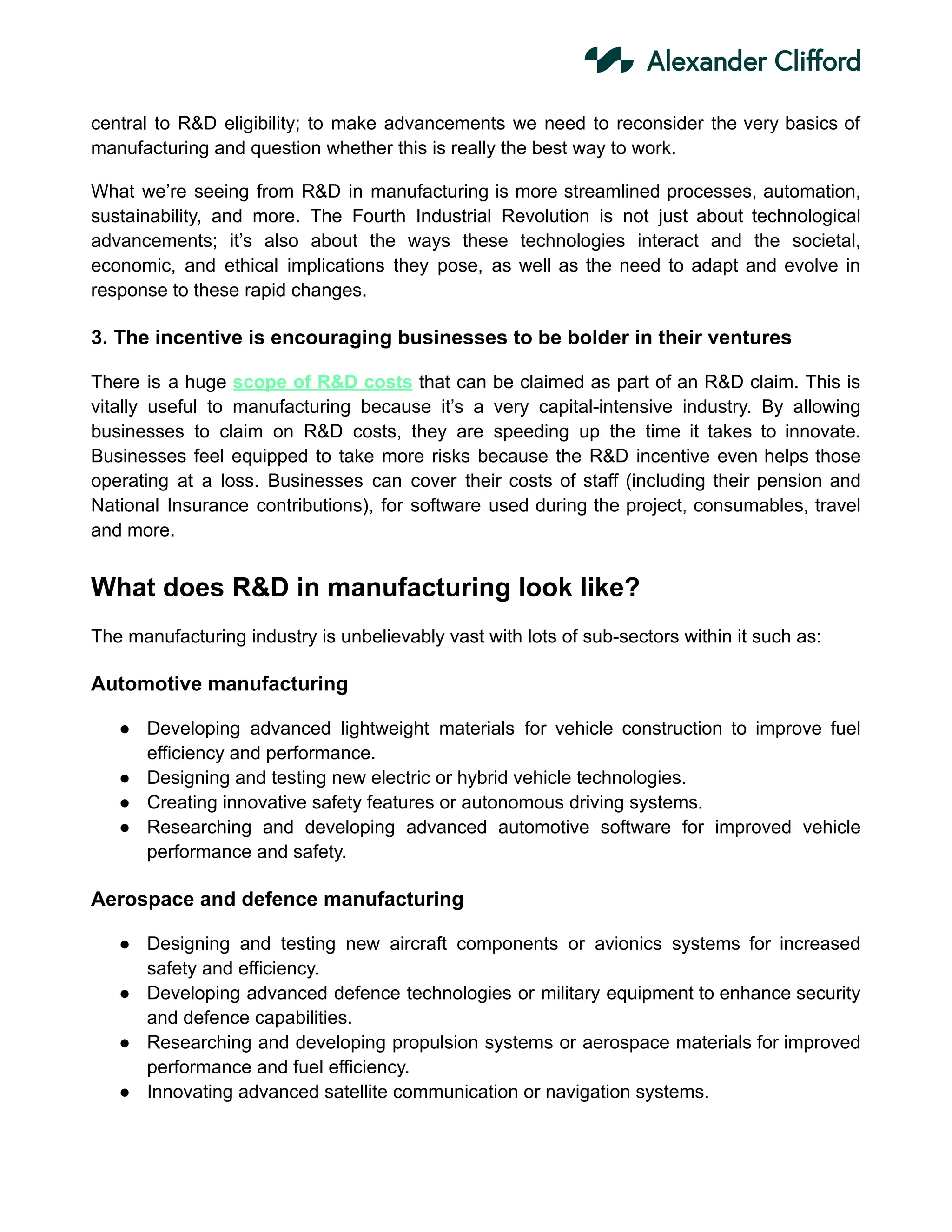 Understanding the role of R&D in the manufacturing industry | PDF