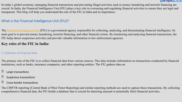 Understanding the Role of the Financial Intelligence Unit India | PPTX