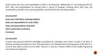 Understanding the Roles and Responsibilities of the SDET: A ...