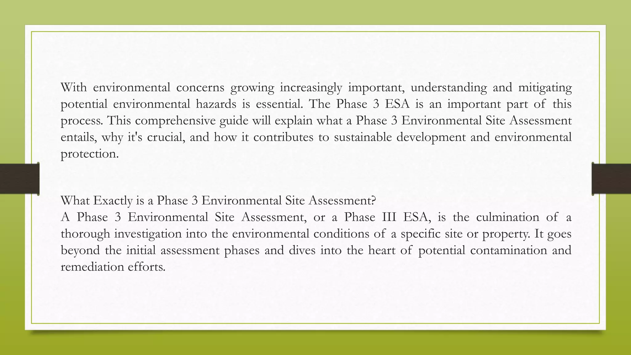 Understanding the Significance of a Phase 3 Environmental Site ...