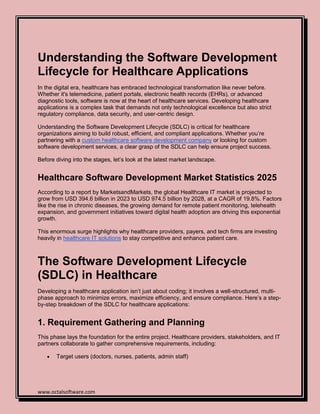 Understanding the Software Development Lifecycle for Healthcare Applications | PDF