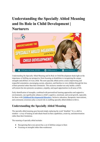 Understanding the Specially Abled Meaning and Its Role in Child ...