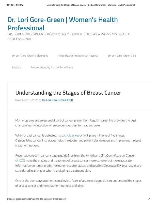 Understanding The Stages of Breast Cancer | PDF
