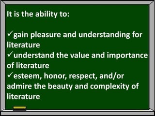 Understanding the stages of literary appreciation | PPTX