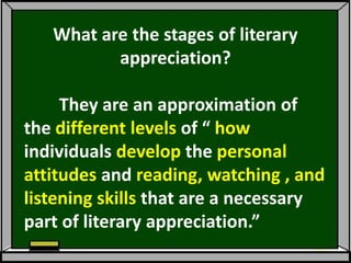 Understanding the stages of literary appreciation | PPTX